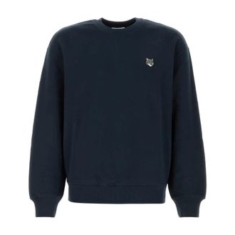 Maison Kitsun&eacute; Fox Head Comfort Sweatshirt - - Sweatshirts & Hoodies - Herren - Blau - M