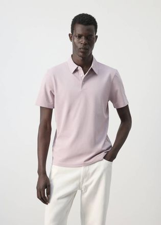 Mango Polo slim-fit piqu&eacute; de coton rose p&acirc;le - Homme - XXL - MANGO MAN
