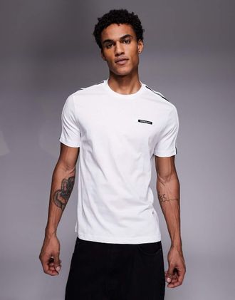 Emporio Armani Armani EA7 - T-shirt ras de cou &agrave; bande logo - Blanc