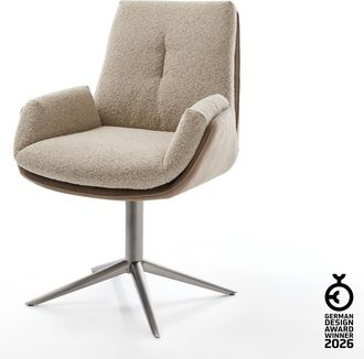 DELIFE Drehstuhl Clea-Flex Materialmix Schlamm Fu&szlig;kreuz Graphit 360&deg; drehbar Wippfunktion, Esszimmerst&uuml;hle