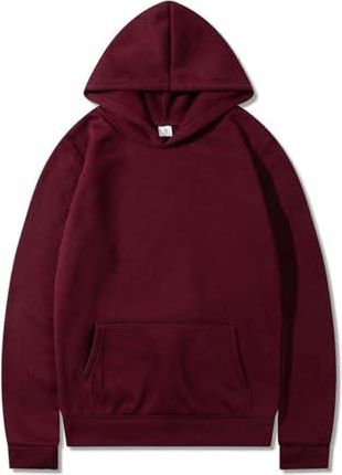 Generic Sweat à capuche décontracté à manches longues pour homme - Doux - Classique - Léger - Couleur unie - Vêtements de sport, bordeaux, XL