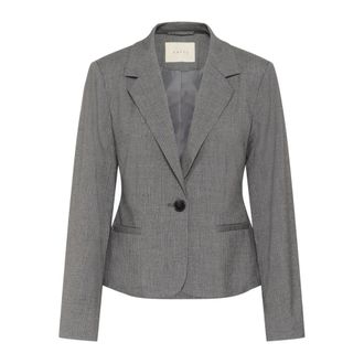 Kaffe Gestreifter Grauer Blazer mit V-Ausschnitt - - Jackets - Damen - Grau - S