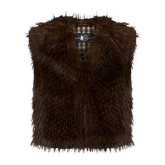 Luisa Cerano Femme, Vestes, Brun, Taille: 42 FR Gilet boh&egrave;me aspect fourrure