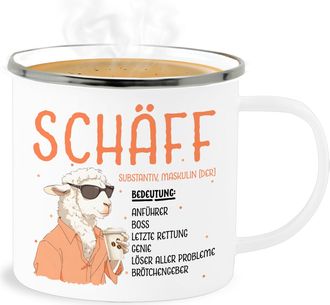 Shirtracer Emaille Becher Blechbecher - Job & Beruf Tasse - Schäff - Geschenk Chef Leiter Vorgesetzter Anführer Lustig Witzig Weihnachten - 300 ml - Weiß Silber 