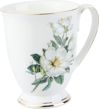 Amosfun Tasse Aus Knochenporzellan Mit Goldrand 350 Ml Hitzebest&auml;ndig F&uuml;r Kaffee Latte Cappuccino Und Tee Ergonomischer Griff Blumenmuster Trinkbecher F&uuml;r Zuh