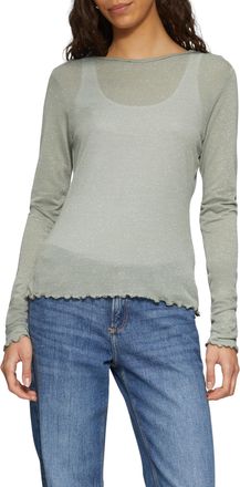 QS by s.Oliver Damen 2153404 T-Shirt Langarm, Grün 7219, Medium