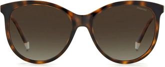 Polaroid unisex, Accessoires, Brun, Taille: 57 MM Lunettes de soleil Cat-Eye avec accents m&eacute;talliques