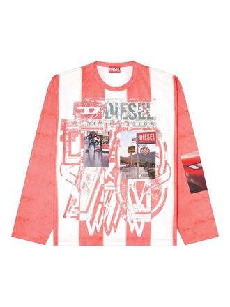 Diesel Langarmshirt mit grafischem Print - Rot