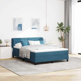 vidaXL Boxspringbett mit Matratze Dunkelgrau 80x200 cm Samt Dunkelblau vidaXL