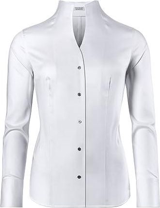 Vincenzo Boretti Chemisier, Modern-fit/légèrement cintré, col Calice, Douce sergé - Facile à Repasser Blanc 40