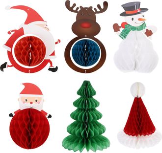 BESPORTBLE iplusmile 6 St&uuml;ck Weihnachtsanh&auml;nger aus Papier Wabenf&ouml;rmige H&auml;ngedekorationen f&uuml;r Weihnachtsbaum und Partydeko Bunte Papierornamente f&uuml;r Festliche St
