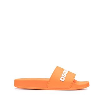 Dsquared2 Femme, Chaussures, Orange, Taille: 36 EU Sandales Orange Slide Plates Décontractées