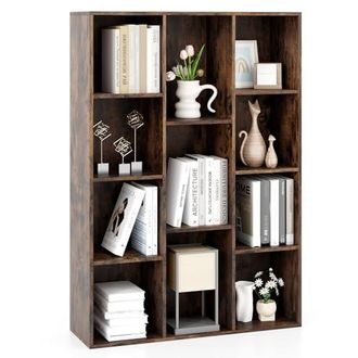 Costway Biblioth&egrave;que &agrave; 11 Cubes, &Eacute;tag&egrave;re avec Compartiments Ouvertes, Kits Anti-basculement, Meuble de Rangement Multifonctionnelle pour Salon, Chambre, Burea