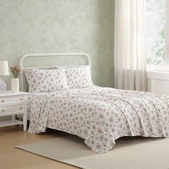 Laura Ashley Bettwäsche-Set für Kingsize-Bett, Baumwoll-Flanell-Bettwäsche-Set mit passenden Kissenbezügen, gebürstet für zusätzliche Weichheit, Tiefe Tasche, Öko-