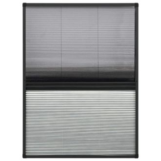 tidyard Insektenschutz Plissee f&uuml;r Fenster Fliegengitter Dachfenster M&uuml;ckenschutz Sonnenschutz Sichtschutz Aluminium mit Jalousie Anthrazit Schwarz 80 x 120 c