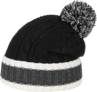 LIPODO Tricolour Bommelm&uuml;tze Damen Herren Gestreift W&auml;rmeisolierendes Fleecefutter Ohrenschutz Rippstrick Herbst Winter schwarz One Size