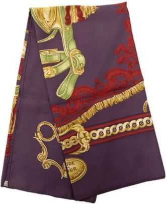 Herm&egrave;s Pre-owned Bride de Cour Silk Scarf - Femme - Pre-owned - Violet - Taille: ONE Size