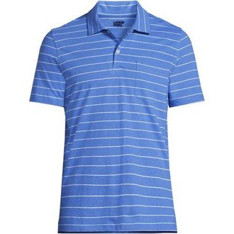 Lands End Leinen/Baumwoll-Polo mit Brusttasche, Herren, Gr&ouml;&szlig;e:44-46 regular, Blau, Baumwolle/Leinen, by Lands End