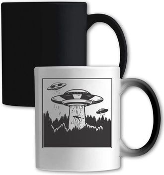 Generic Alien Abduction UFO Graphic Farbwechsel-Becher Weiß One Size
