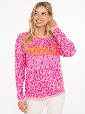 Zwillingsherz Strickpullover Wild Heart mit Neon Aufschrift