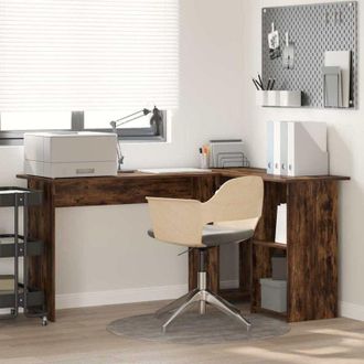 vidaXL Bureau Ch&ecirc;ne fum&eacute; 142 x 102 x 73 cm Bois ding&eacute;nierie vidaXL