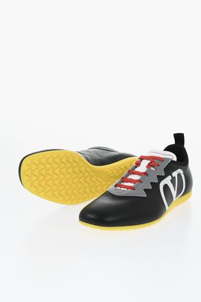 Valentino Perforierte Leder-Sneaker mit kontrastierendem Logo Valentino