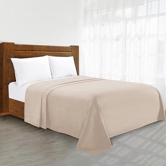 Elegant Comfort Luxuri&ouml;ses Bettlaken, Fadenzahl 1500, knitterfrei, Premium-Hotelqualit&auml;t, 1-teiliges Bettlaken, Einzelbett-Gr&ouml;&szlig;e (Twin/Twin XL), Cremefarben