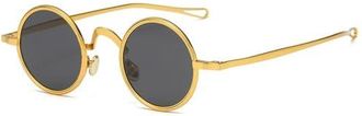 Generic Lunettes De Soleil Vintage Rondes En M&eacute;tal Miroir Hommes Et Femmes Shopping Conduite Lunettes De Soleil(Chrome)