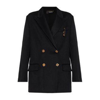 Versace Kurzer Zweireihermantel - - Coats - Damen - Schwarzk - S
