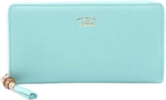 Gucci Portefeuille long zipp&eacute; en cuir bambou Pre-owned - Femme - Pre-owned - Bleu - Taille: ONE Size