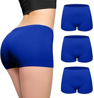Love my Fashions Lot de 3 boxers taille haute en microfibre pour femme - Sans couture - Extensibles - Couverture compl&egrave;te, bleu marine, XL-XXL