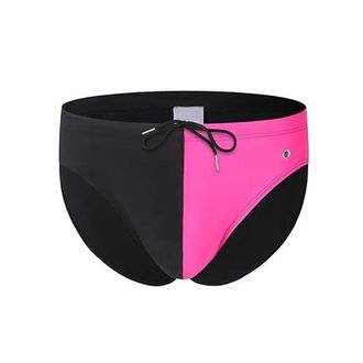 Generic Maillot de bain pour homme - Maillot de bain color&eacute; - Double devant - Tendance - D&eacute;contract&eacute; - Avec lani&egrave;re, Rose, XXL