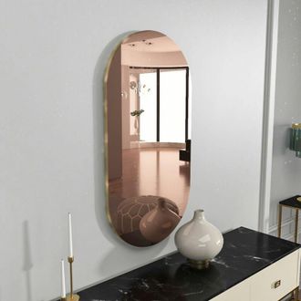 Pier Import Miroir de salon ovale bronze bordure dorée 85 cm CODY