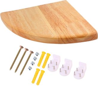 Valiclud Wandregal Eckregal aus Gummibaumholz Radius Halbrundes Wandboard Schwebendes Eckablagebrett für Wohnzimmer Schlafzimmer Bad Dekorativ und Sicher ohne 