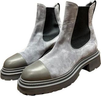 Chanel Grey Suede Ankle Boots Size 40