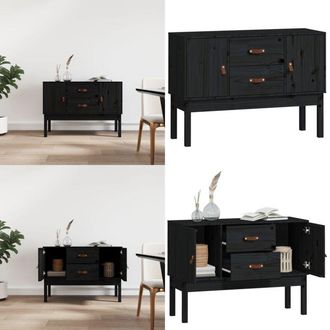vidaXL Sideboard Schwarz 110x40x78 cm Massivholz Kiefer - Schreibtisch - Sideboard - Wohnzimmermöbel - Massivholzmöbel - Kiefernholz - Home & Living