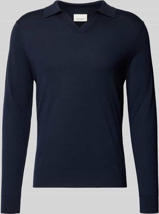 Profuomo Strickpullover mit Polokragen und V-Ausschnitt