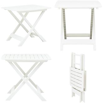 vidaXL Table pliable de jardin Blanc 79x72x70 cm Plastique - Table De Jardin - Table Pliante - Table Bistrot - Mobilier De Jardin - D&eacute;coration Ext&eacute;rieure