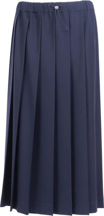Fabiana Filippi Femme, Jupes, Bleu, Taille: 38 FR Gonna a pieghe vita elasticata in frescolana tecnico