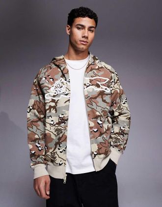 Icecream Choc Chip Running Dog - Kapuzenjacke mit Military-Muster und Rei&szlig;verschluss-Bunt