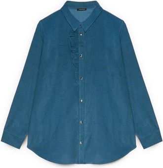 Fiorella Rubino Femme, Blouses et Chemises, Bleu, Taille: 50 FR Chemise en velours c&ocirc;tel&eacute;