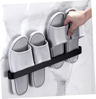 Soimiss Wandmontage Slipper Regal ohne Bohren Rostfreier Schuhorganizer Wasserdichtes Bad Aufbewahrungsregal Platzsparend für Badezimmer Flur Hotel Einfache M