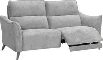 Les Tendances Les Tendances - Canapé de relaxation électrique tissu chenillé doux et moelleux Bakay-Bleu foncé-2 places fixe