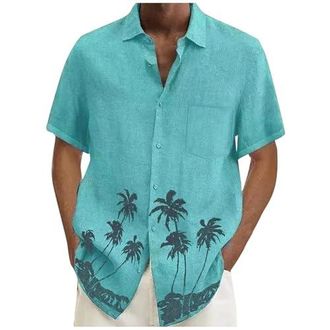 Generic Chemise d&eacute;t&eacute; pour homme, chemise de plage imprim&eacute;e tendance, chemise boutonn&eacute;e, coupe ample, manches courtes, col &agrave; revers, chemisier d&eacute;contract&eacute;, dou