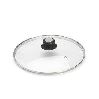 De Buyer 4112.28 -couvercle verre bouton bak./inox ø 28cm, Ecru