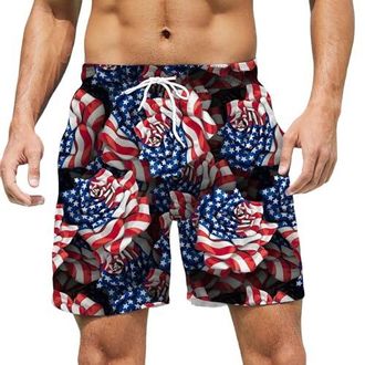 Generic Short de bain pour homme - Short de plage - Pantalon de plage d&eacute;contract&eacute; et tendance - Confortable - Vacances am&eacute;ricaines - Pantalon l&eacute;ger, Noir, XXL