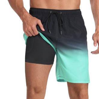 Generic Short de bain pour homme, l&eacute;ger, respirant, v&ecirc;tements de plage d&eacute;contract&eacute;s, pour la vie quotidienne, design d&eacute;grad&eacute; de couleur &eacute;l&eacute;gant, sadapte bien 