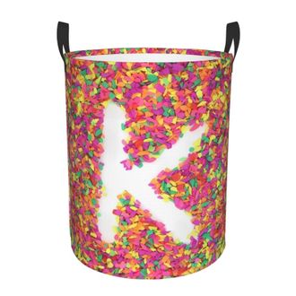 Generic Bunter Steinbuchstabe K Aufbewahrungskorb Rund Korb Aufbewahrung Mit Henkel W&auml;schetonne F&uuml;r Waschk&uuml;che Decken Spielzeug