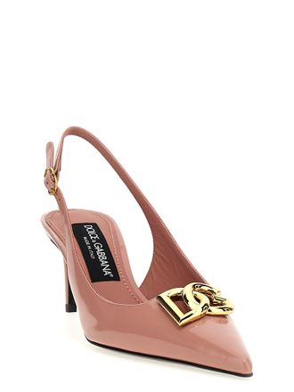 Dolce & Gabbana Womens Lollo Heel Pink Calfskin Leather