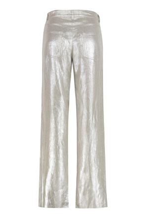 Max Mara Womens Wide-Leg Trousers Malika Linen Silver